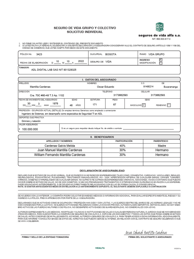 Formulario Digital Editable Firmado | PDF