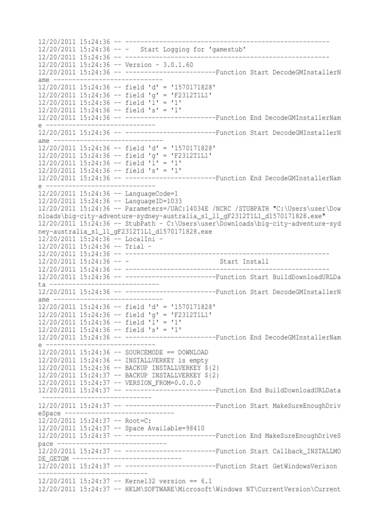 Gamestub Install Log | PDF | Microsoft Software | Proprietary Software