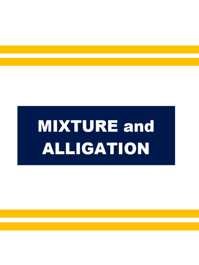 Mixture and Alligation | PDF