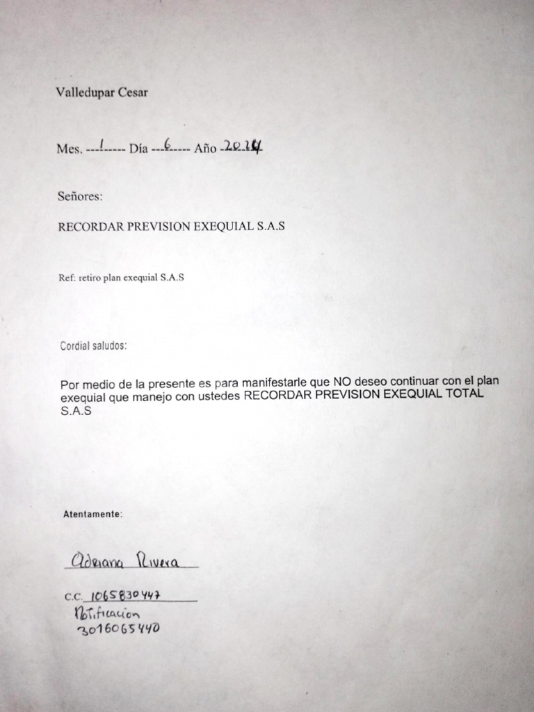 Retiro Adriana Rivera | PDF