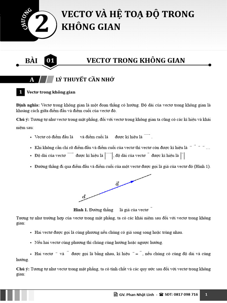 Chuyen de Vecto Va He Truc Toa Do Trong Khong Gian Toan 12 Chuong Trinh Moi Pages | PDF