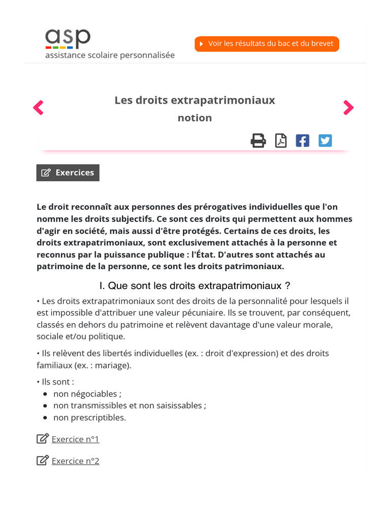 Les Droits Extrapatrimoniaux - Assistance Scolaire Personnalisée Et ...