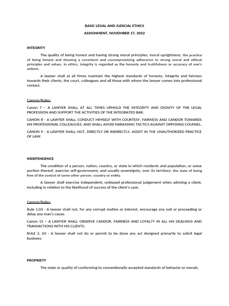 Basic Legal & Judicial Ethics | PDF