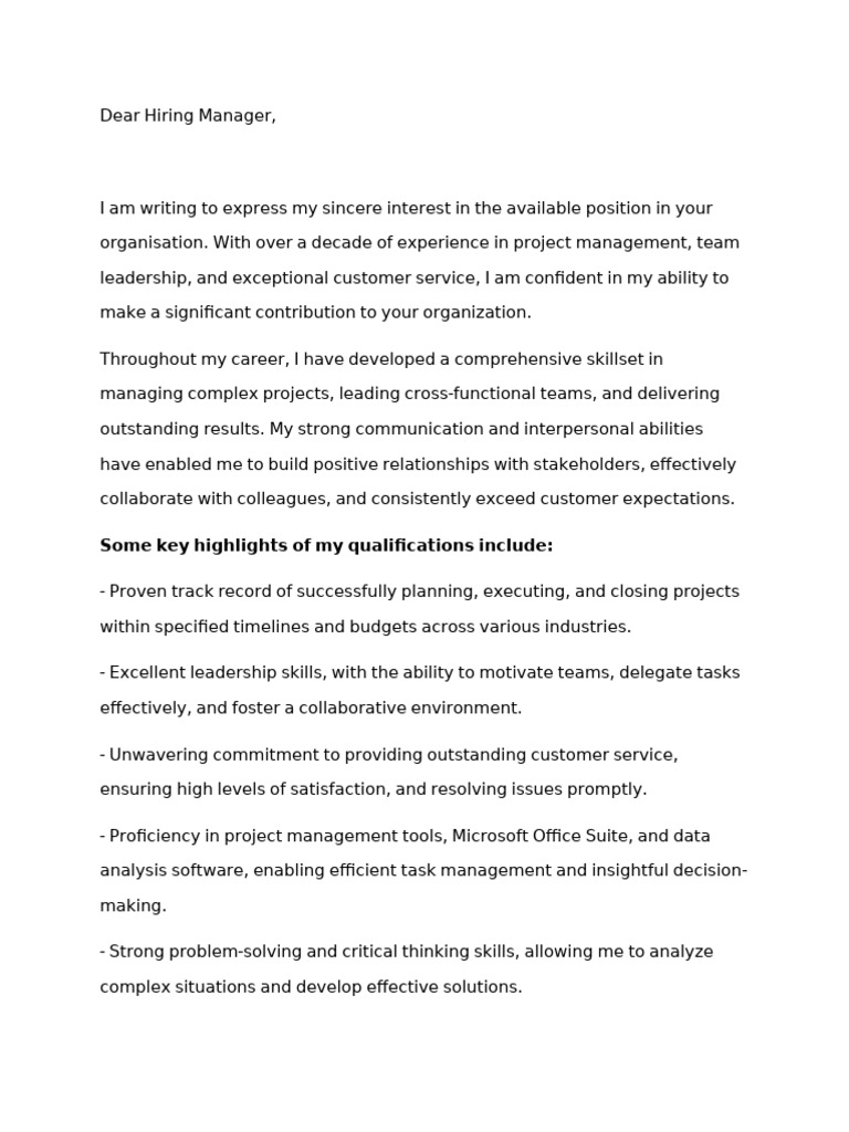 Cover Letter Alouch | PDF