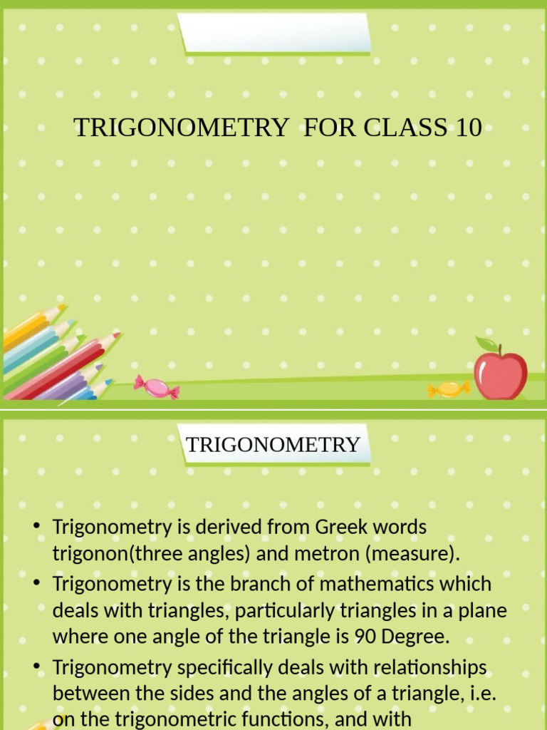 Trigonometry Basics for Class 10 | PDF | Trigonometry | Triangle