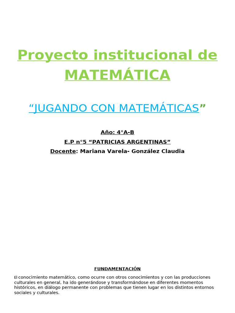 Proyecto de Matemática | PDF