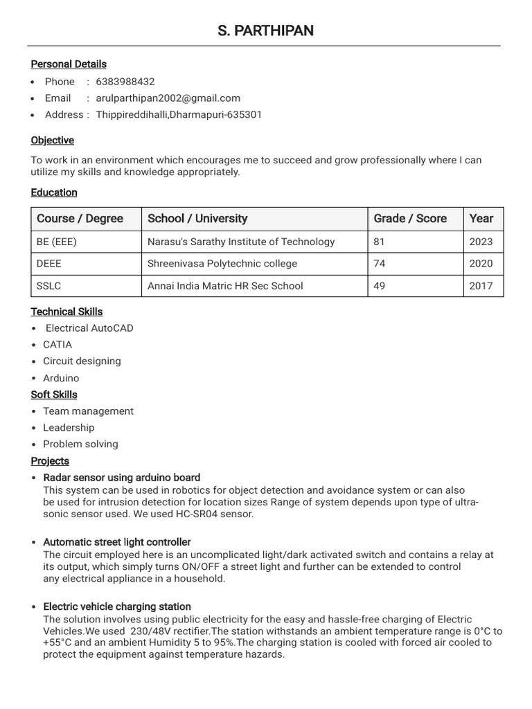 Parthipan - CV | PDF