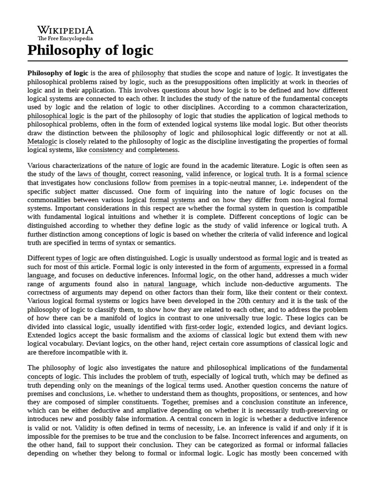 Philosophy of Logic | PDF