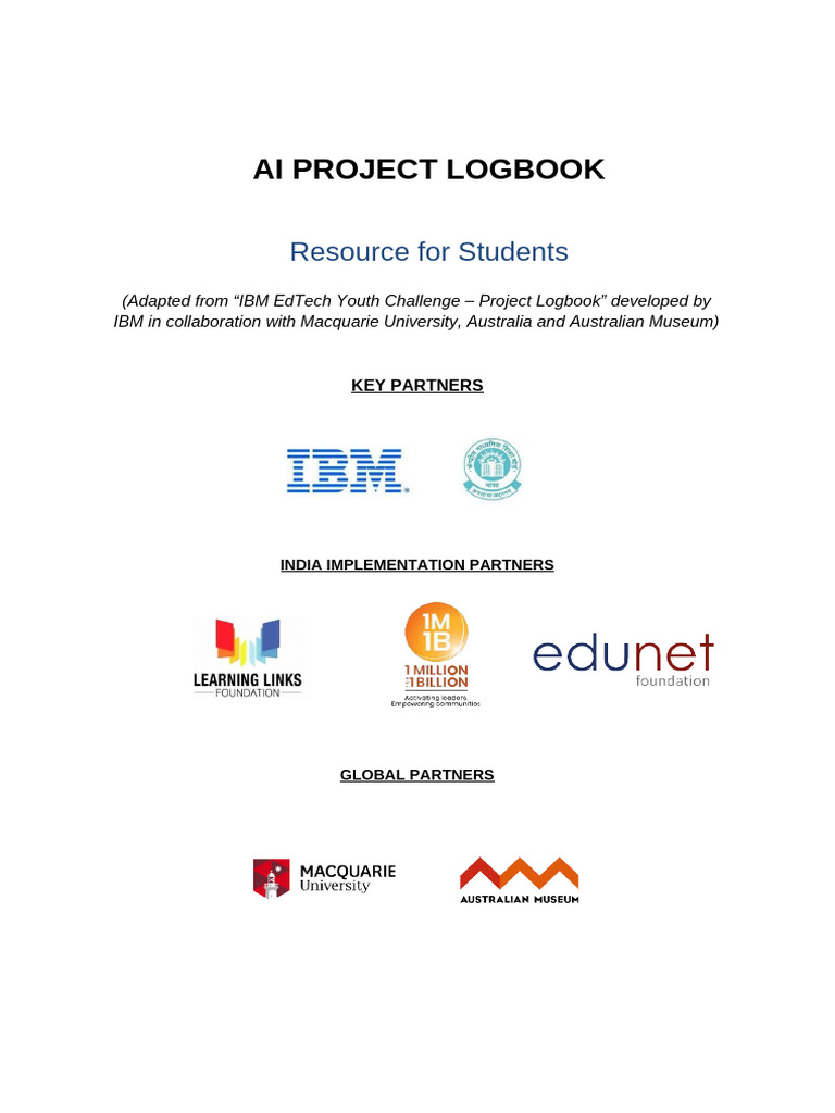 IBM CBSE AI Project Logbook | PDF