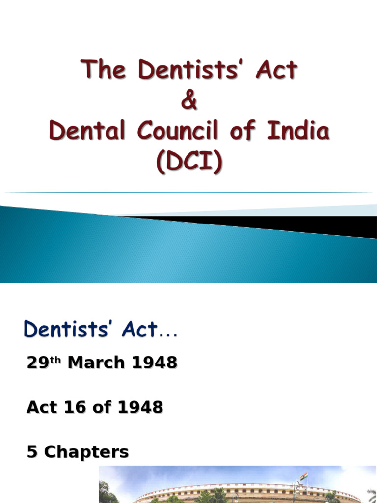 The Dentists Act and DCI | PDF