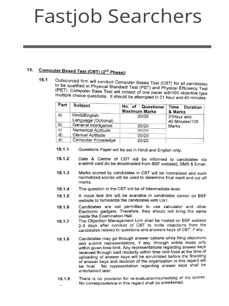 BSF Head Constable Ministerial Syllabus | PDF BSF Head Constable Ministerial Syllabus | PDF