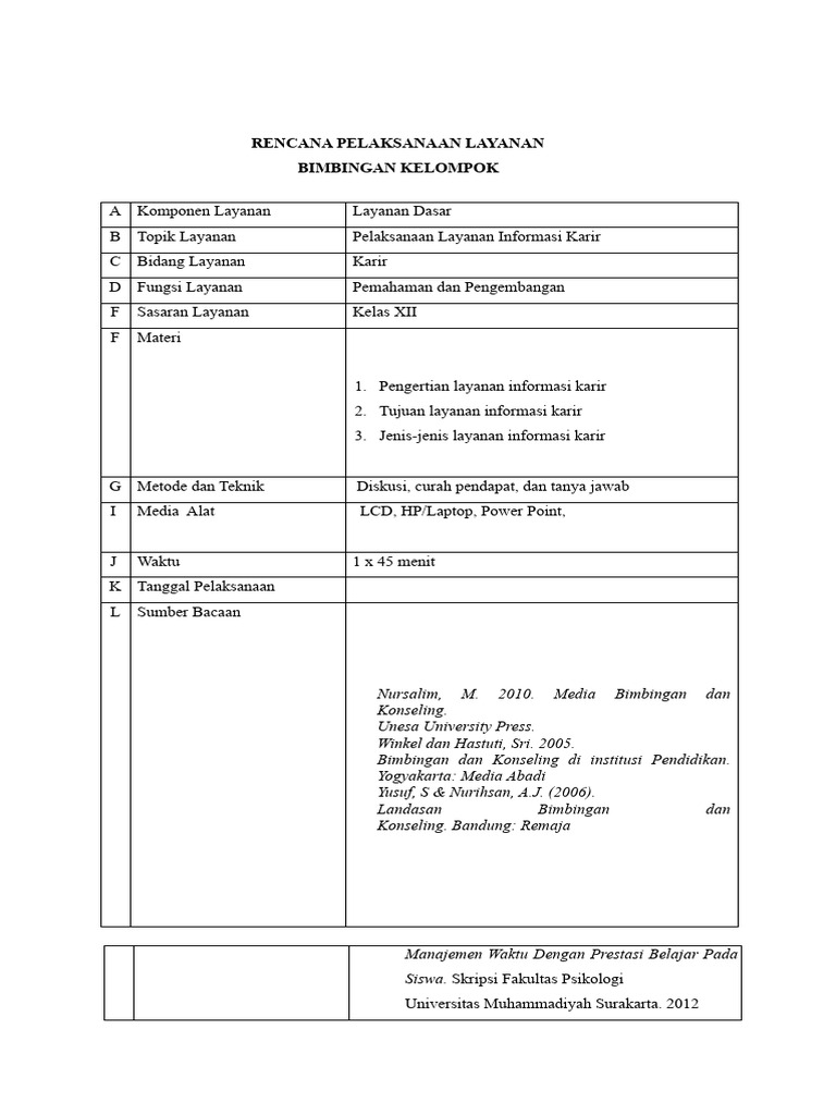 RPL Bimbingan Kelompok - BK Karir | PDF