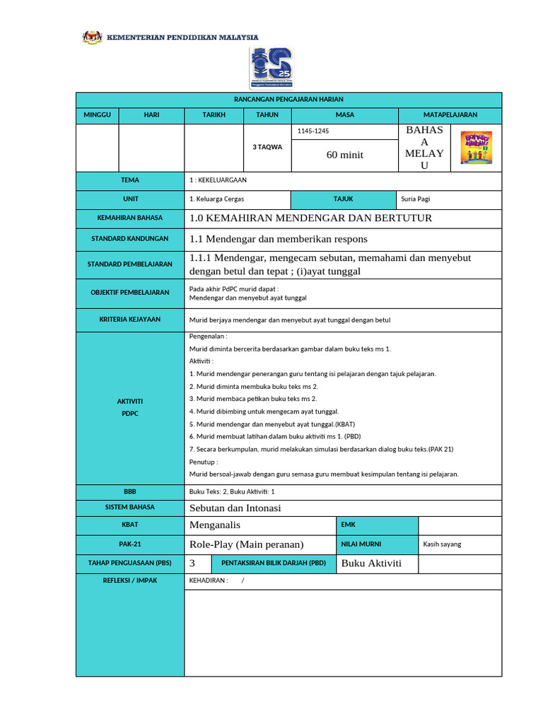 RPH BM THN 3-Unit 1 (M1) | PDF