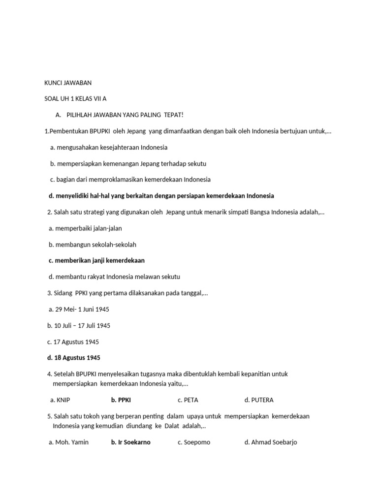 Soal Uh 1 Kelas Vii | PDF