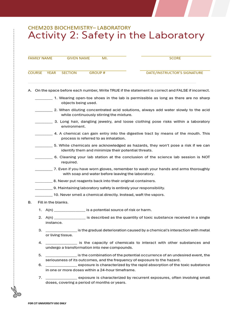 CHEM181Manual 2024 Act2 AnswerSheet | PDF