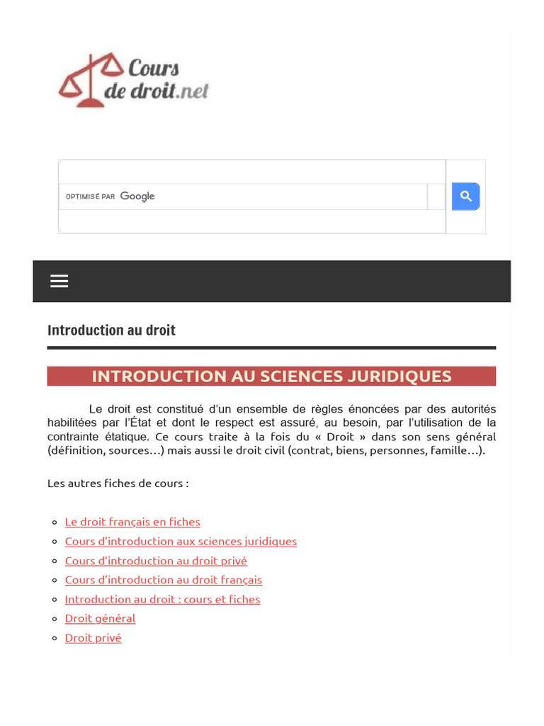 Introduction Au Droit Fiches-Cours | PDF