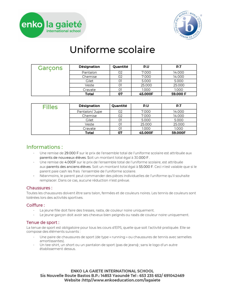 Enko La Gaiet Uniforme | PDF