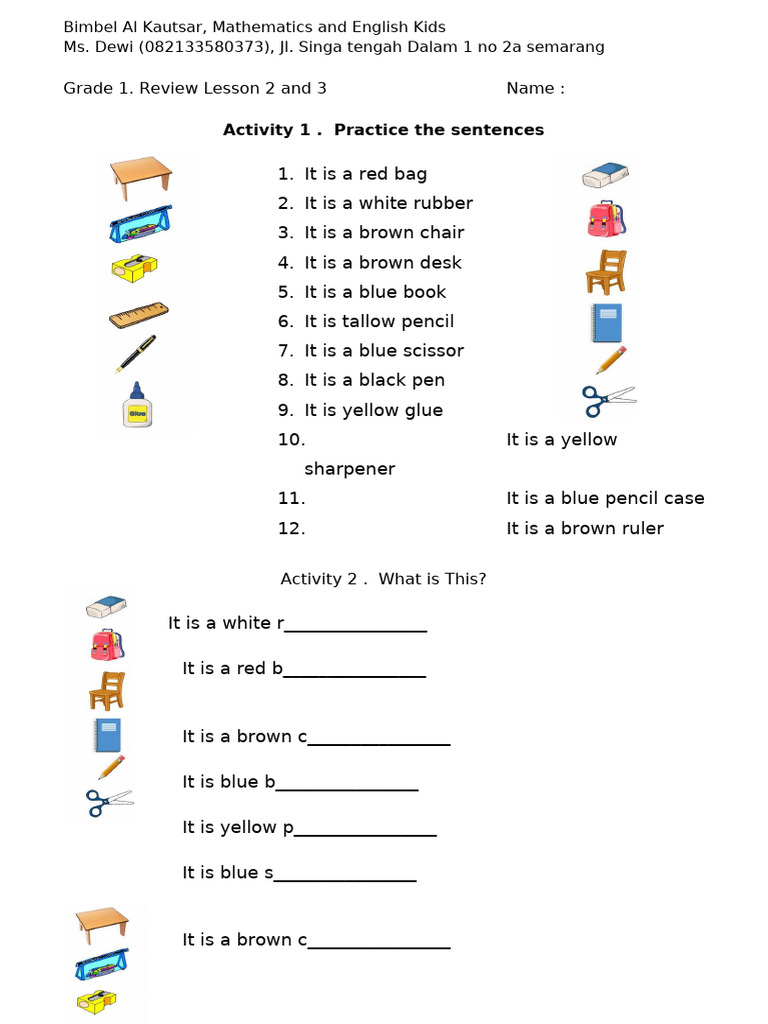 Kids' English & Math Activities Guide | PDF