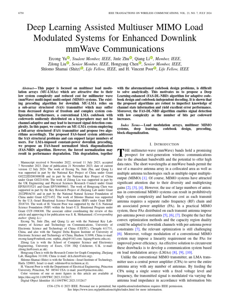 Deep Learning Assisted Multiuser MIMO Load Modulated Systems For Enhanced Downlink Mmwave ...