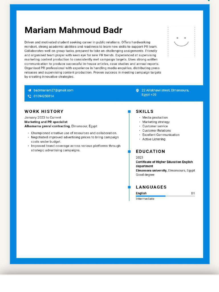 Mariam Badr CV | PDF