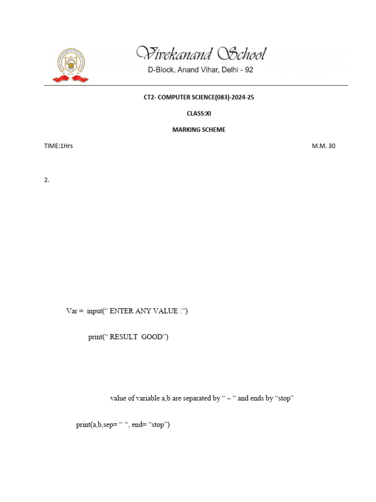 Xi CT2 Comp SC MS 12082024 155150 | PDF | Python (Programming Language ...