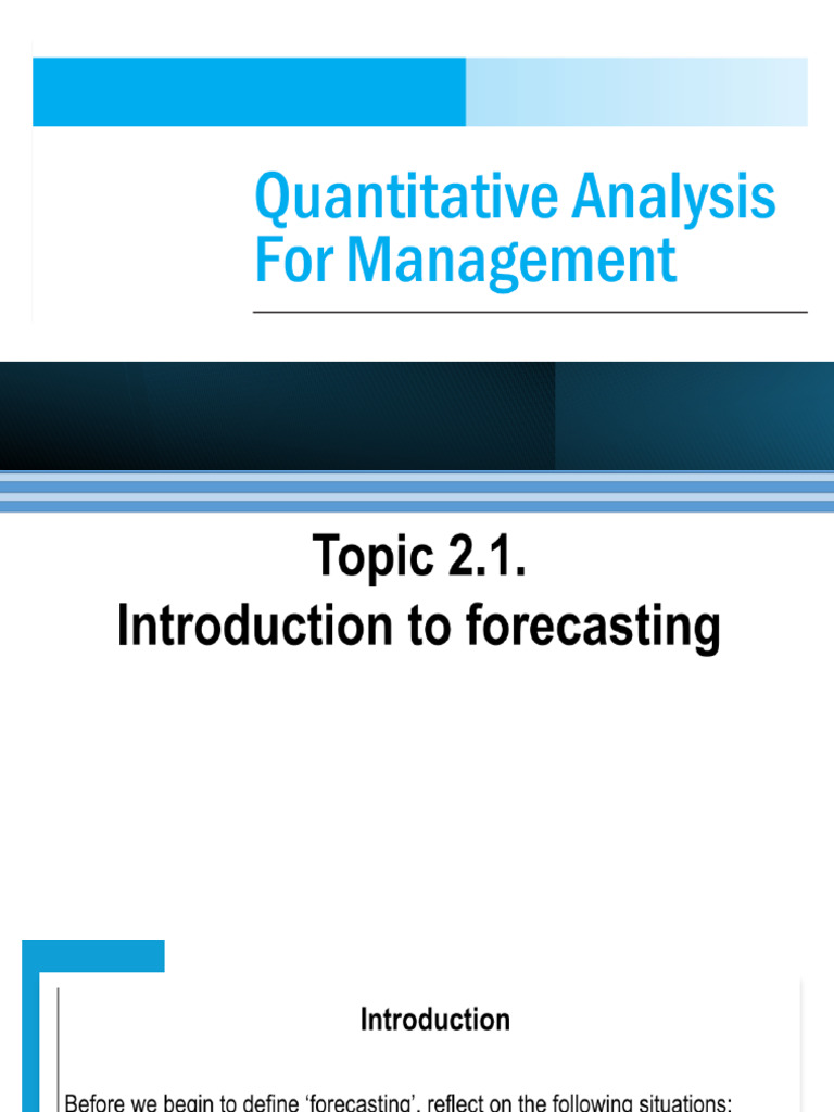 Management Science - Module 2.1 Intro To Forecasting | PDF