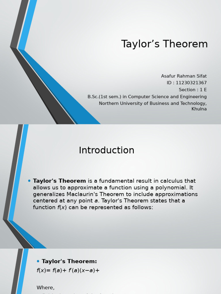 Taylor's Theorem | PDF