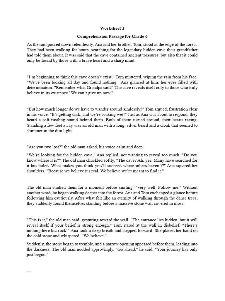 Grade 6 Comprehension Passage Worksheet | PDF | Social Science