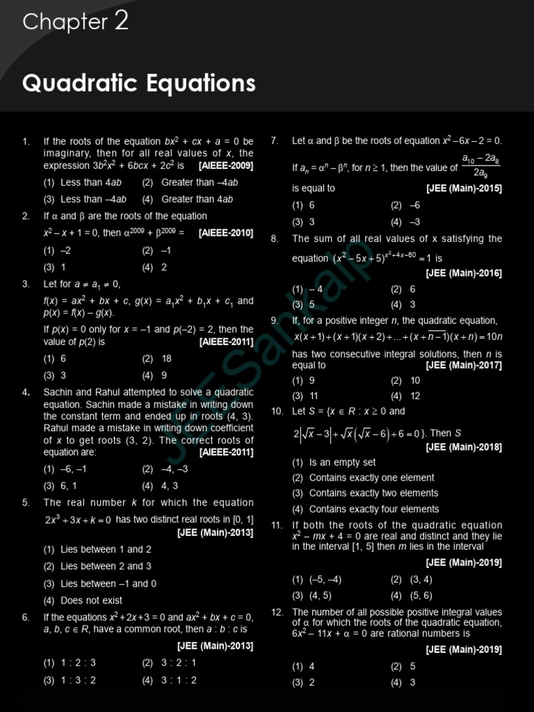 Quadratic Equation Pdf