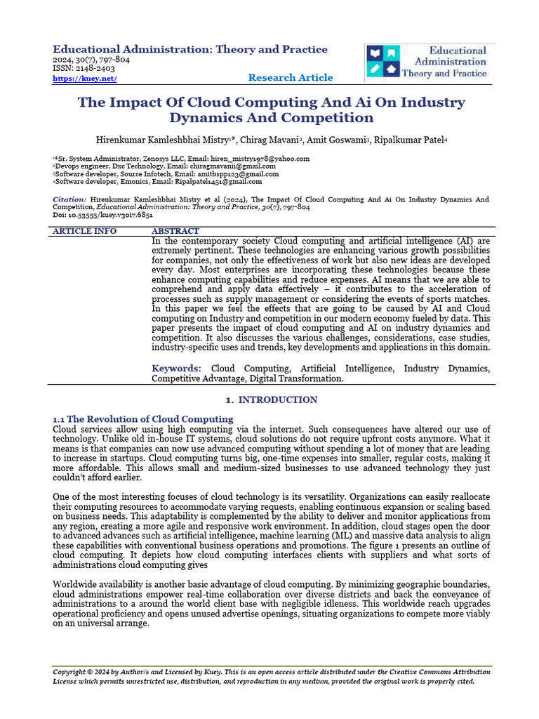 The Impact of Cloud Computing and Ai On Industry Dynamics and ...