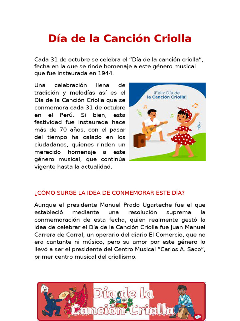 Celebración del Día de la Canción Criolla | PDF