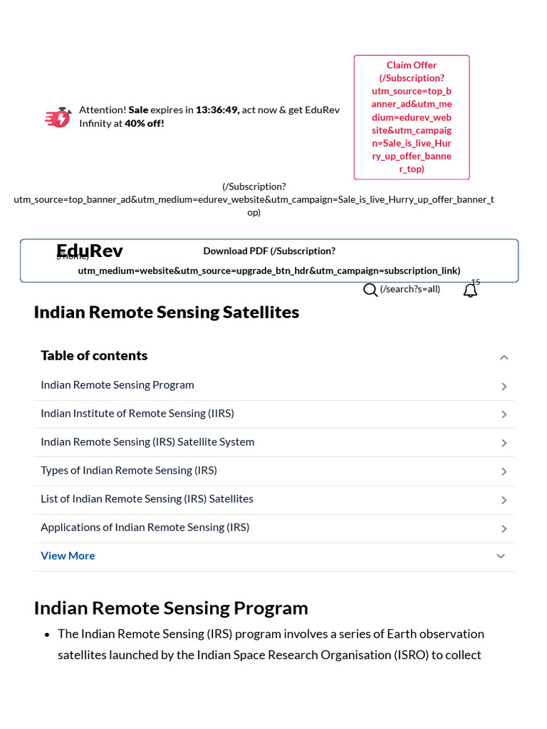 Indian Remote Sensing Satellites - Geology Optional Notes For UPSC PDF ... Indian Remote Sensing Satellites - Geology Optional Notes For UPSC PDF ...