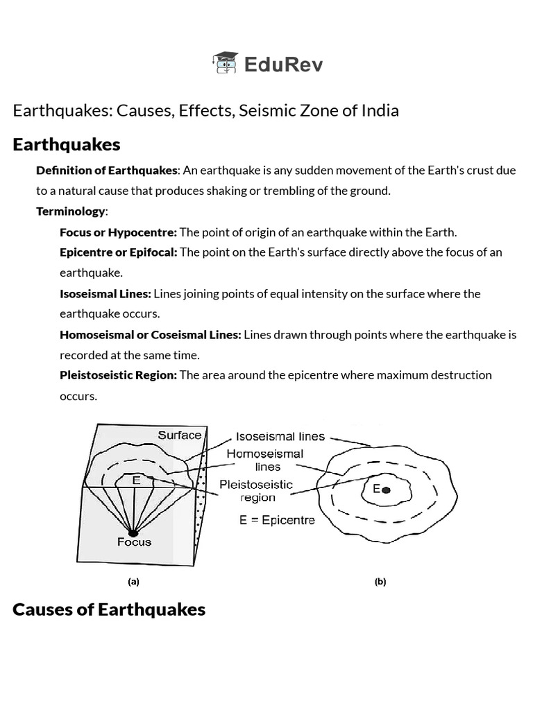 Earthquakes - Causes, Effects, Seismic Zone of India - Geology Optional ...