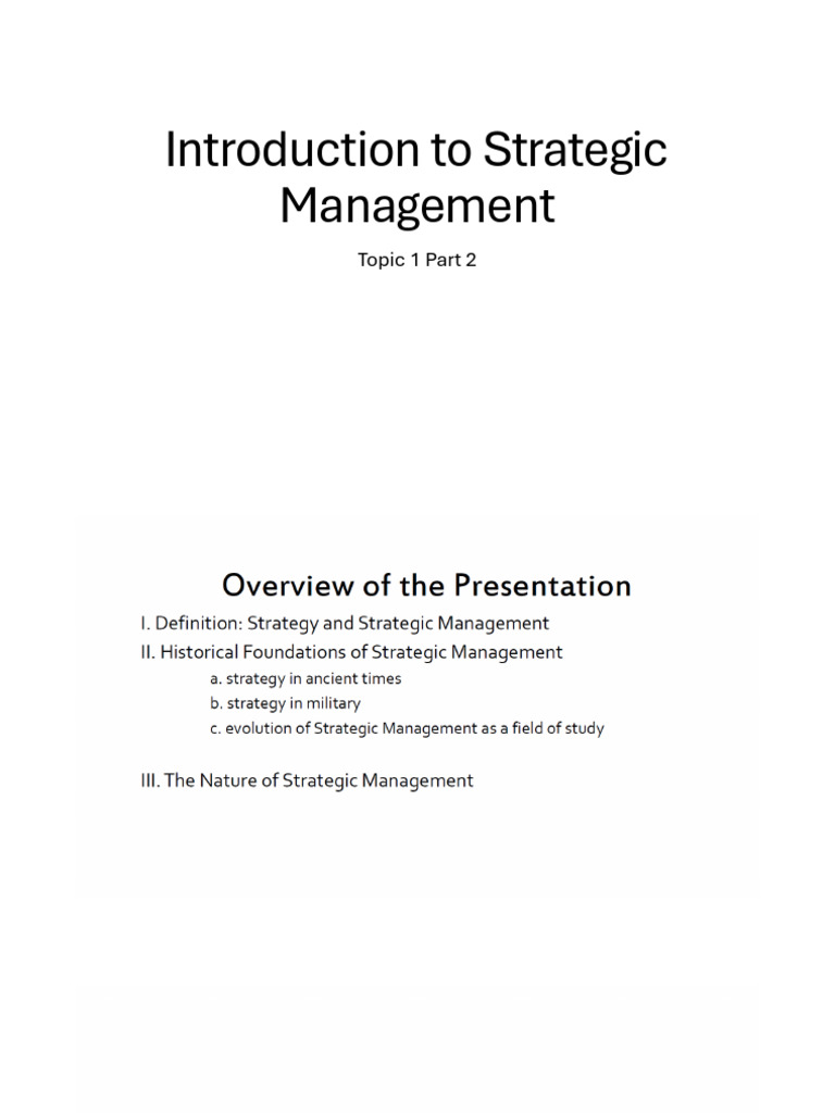 Introduction To Strategic Management Topic 1 Part 2 | PDF