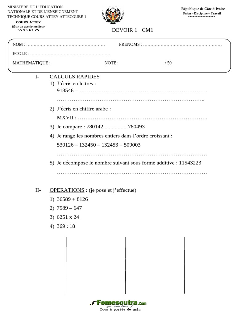 CM1 Math | PDF