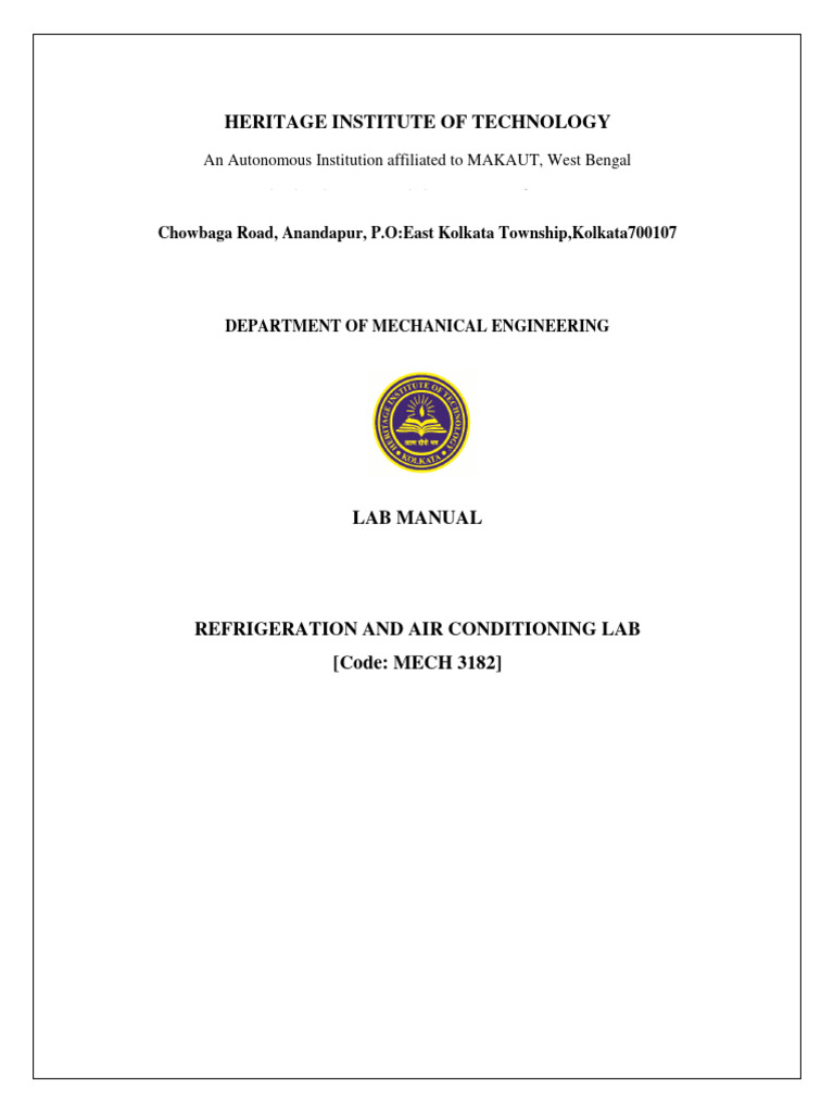 MECH 3182 RAC Lab | PDF