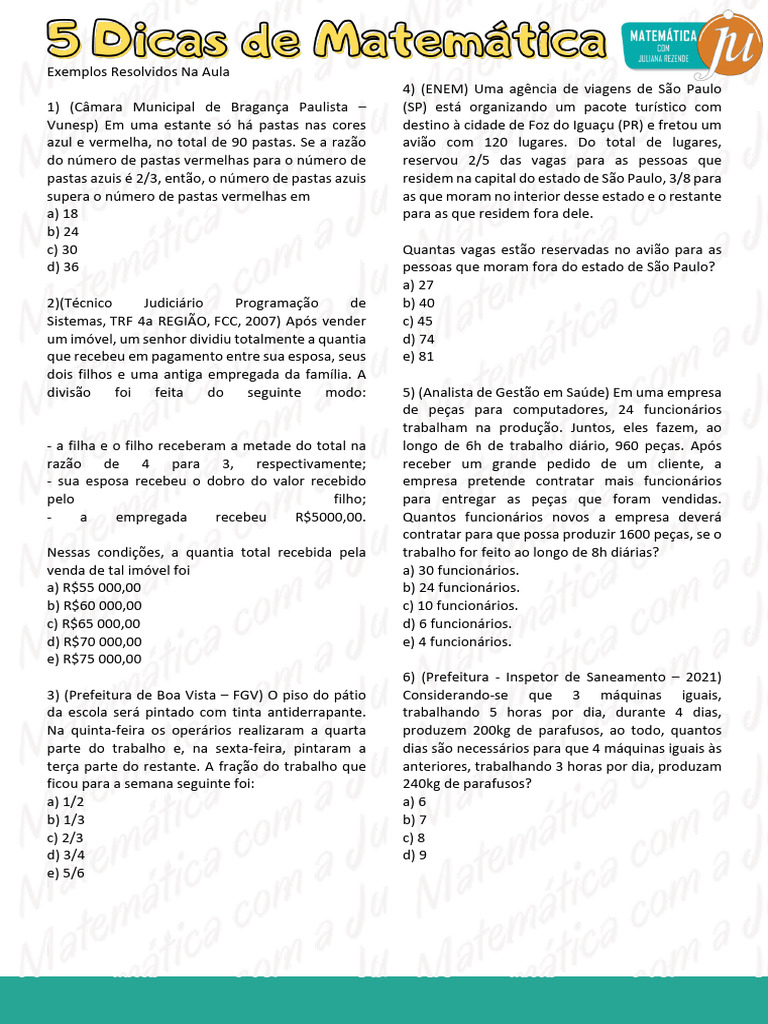 5 Dicas de Matemática | PDF
