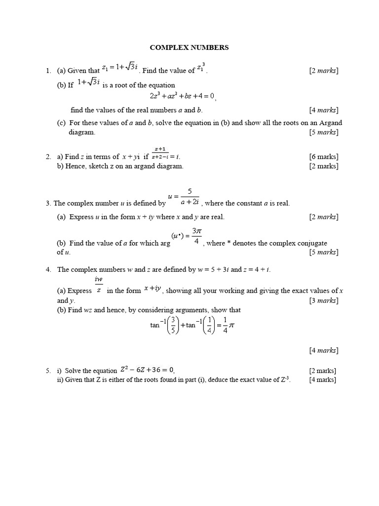 Complex Numbers | PDF | Complex Number | Algebra