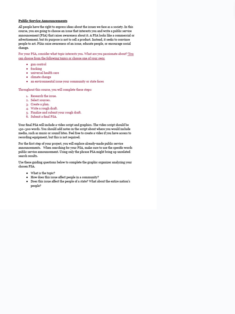 Lesson 3 - PSA Analysis | PDF | Human Communication | Career & Growth