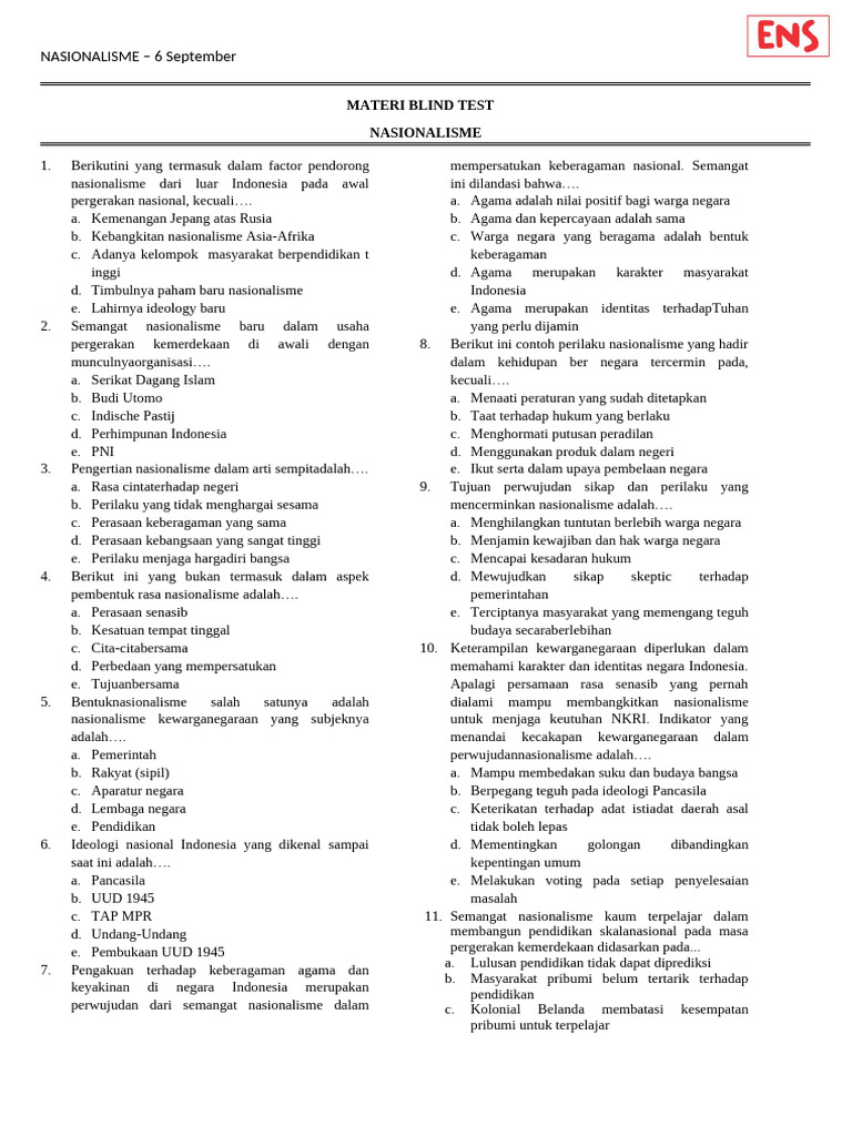 BTPT Nasionalisme | PDF