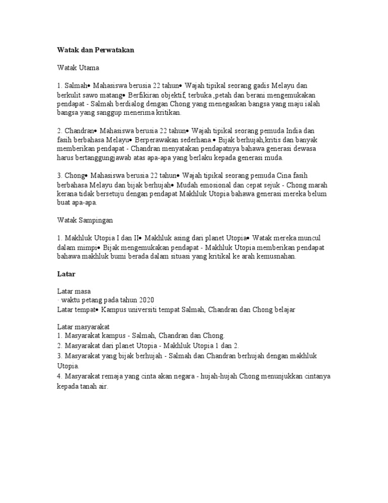 Watak Dan Perwatakan | PDF