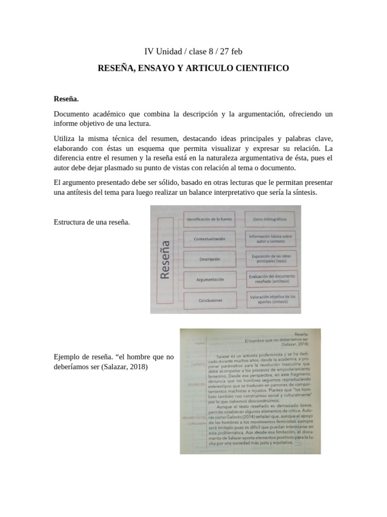 Clase 8 (Reseña, Ensayo y Articulo Cientifico) | PDF