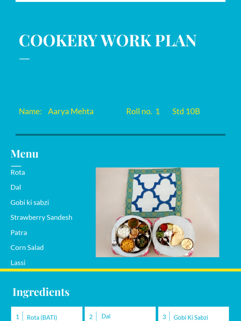 Cookery Work Plan | PDF