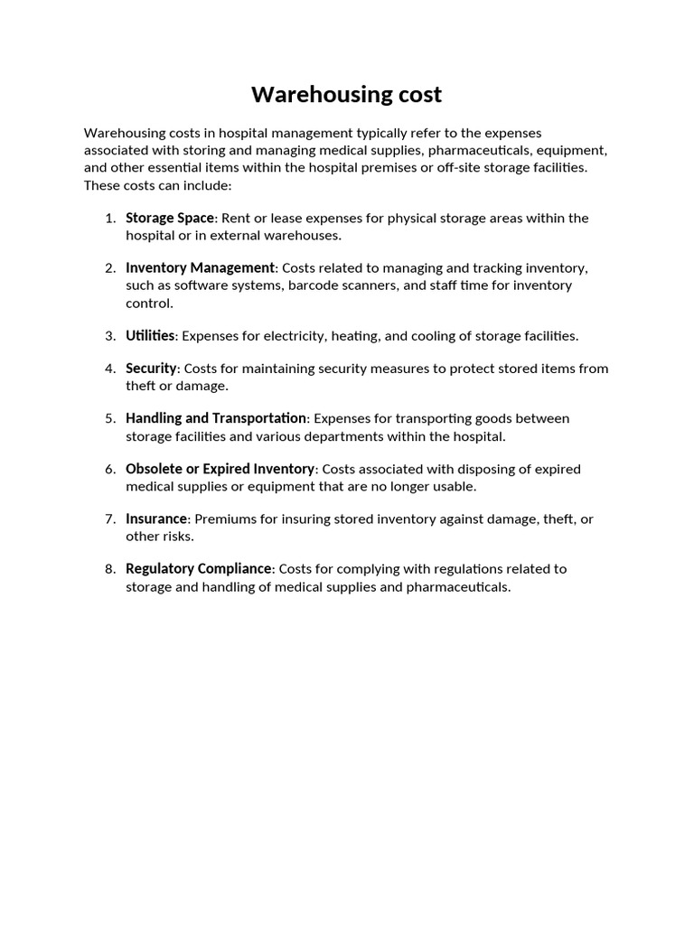 Warehousing Cost - Unit 3 | PDF