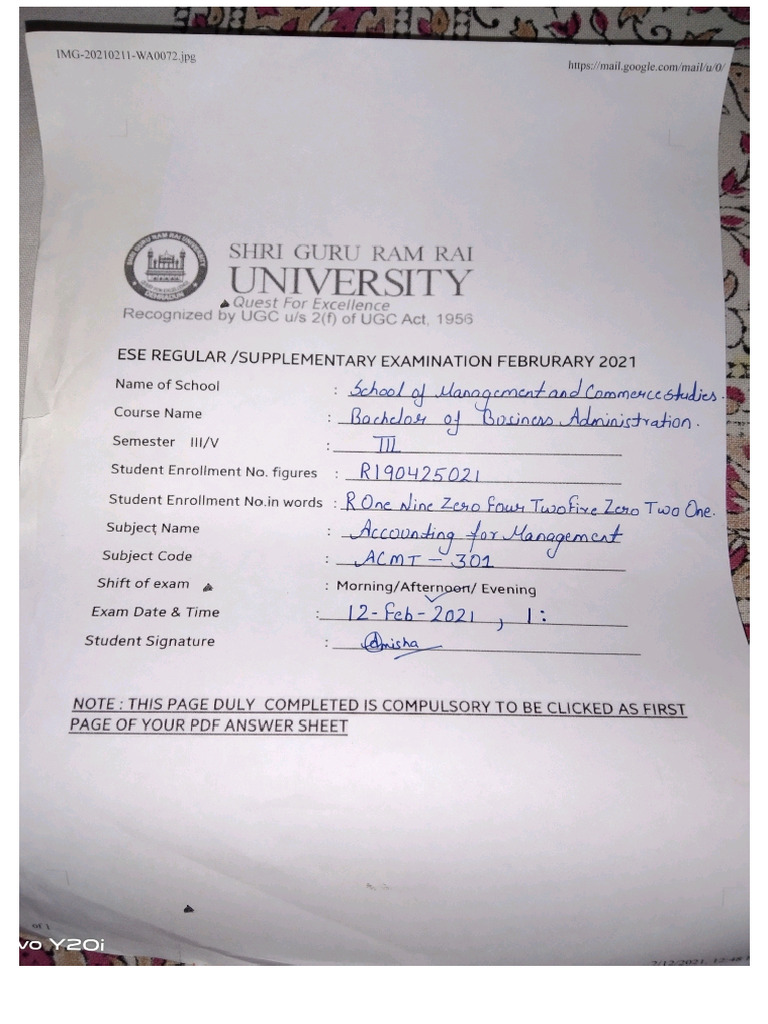 Amisha Vaid External Exam Acmt | PDF