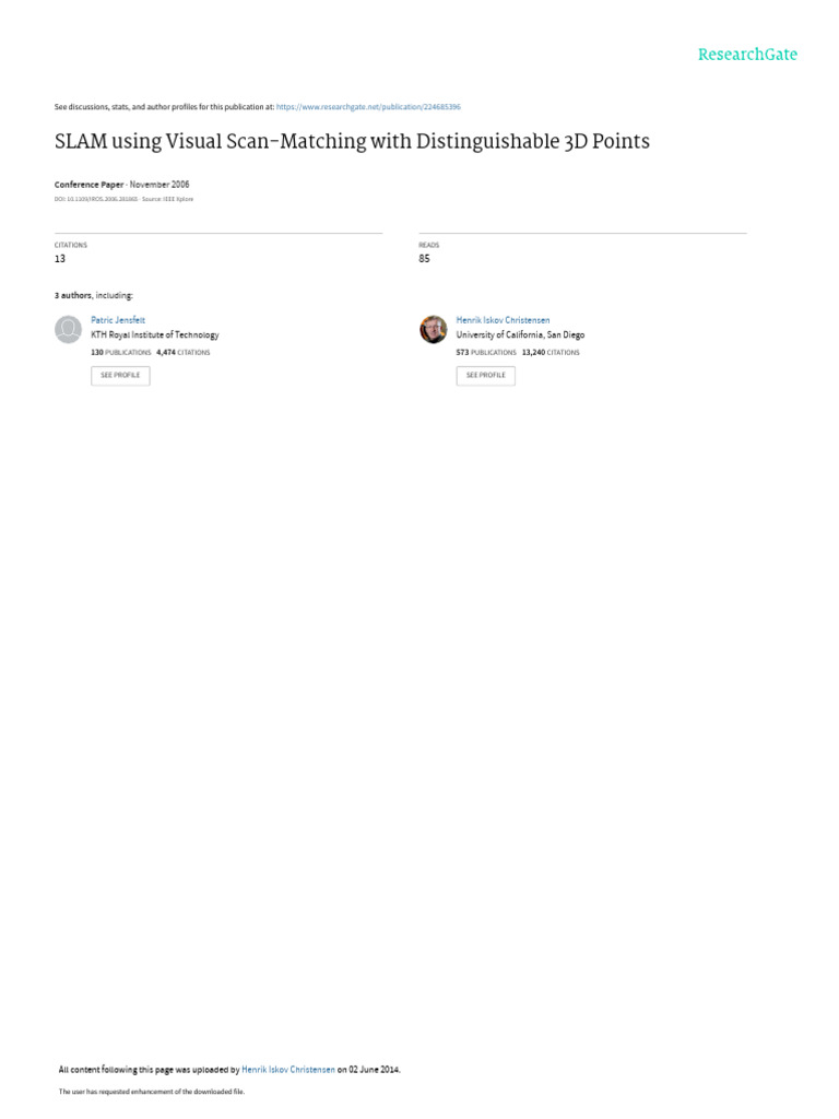 SLAM Using Visual Scan-Matching With Distinguishable 3D Points | PDF