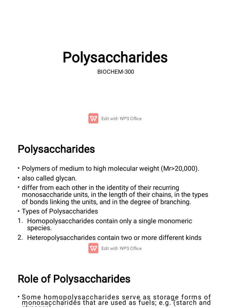Biochem 300 Polysaccharides | PDF
