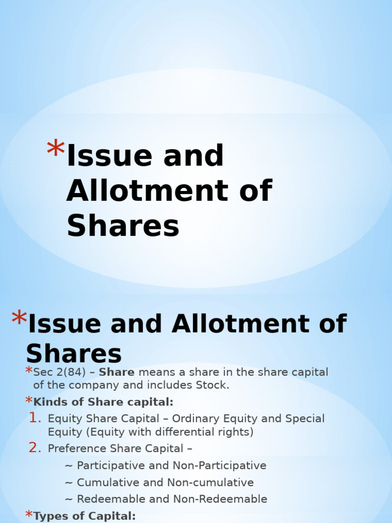 Issue and Allotment of Shares | PDF
