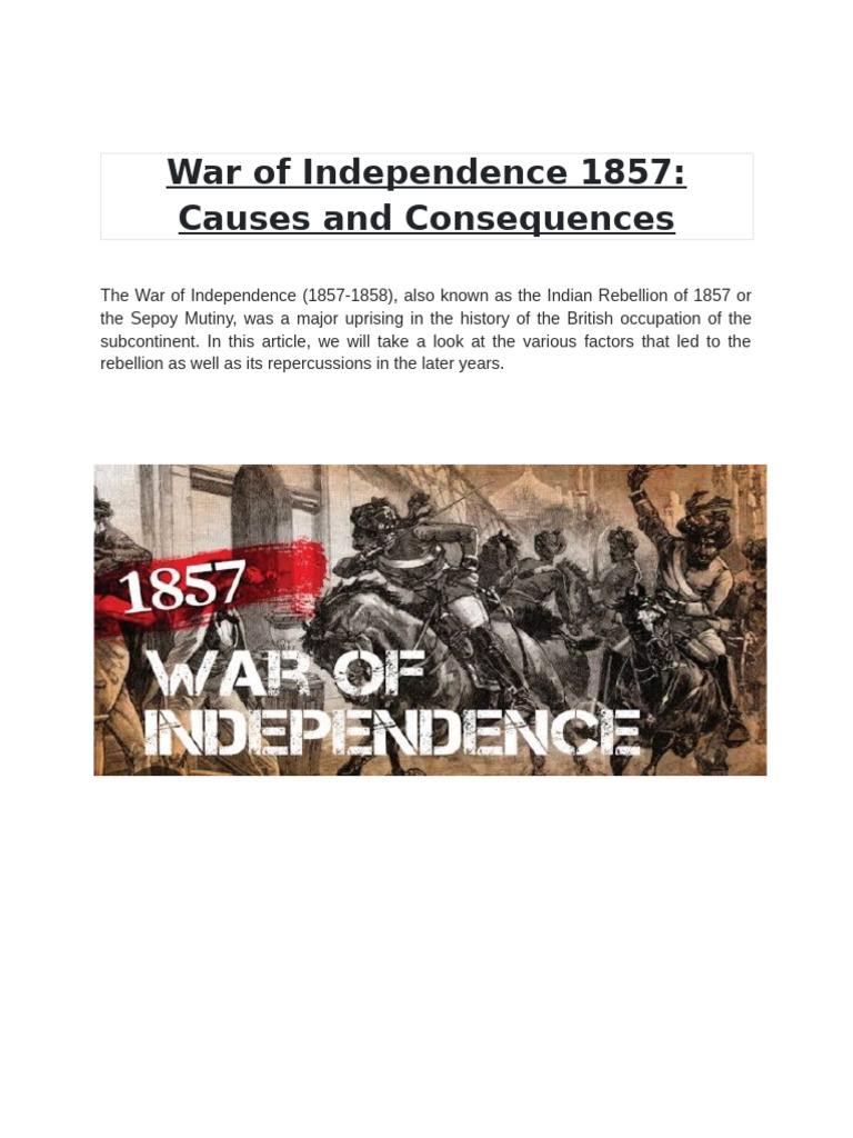 War of Independence 1857 | PDF