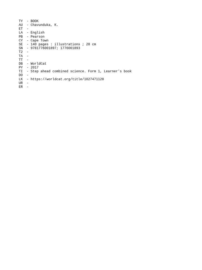 Step Ahead Combined Science. Form 1, Learner's Book - Ris | PDF